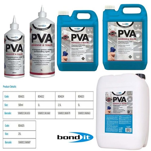 Bond It PVA Adhesive & Sealer Glue All Purpose Primer Bonding Agent 0.5 ...