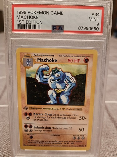 Machoke 1st Edition Shadowless Base Set Rare 34/102 Pokemon PSA 9 MINT ...