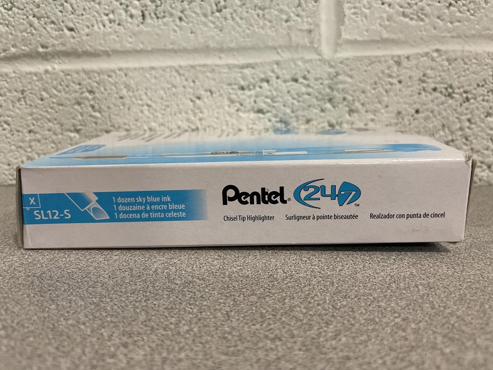 Pentel 24/7 Chisel Tip SKY BLUE Highlighter SL12-S Box Of 12 | eBay