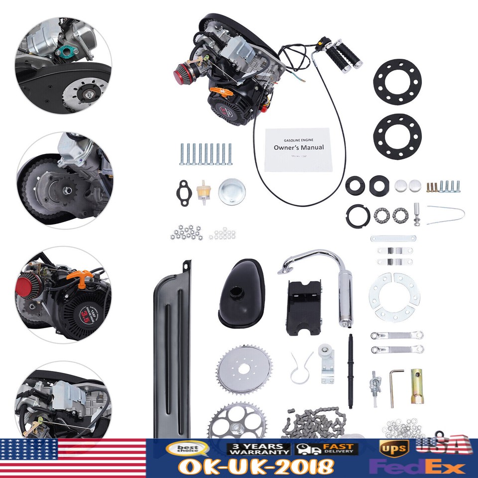 100cc 4 stroke Bicycle Engine Kit Set Gas Motorized Motor Bike Modified ...