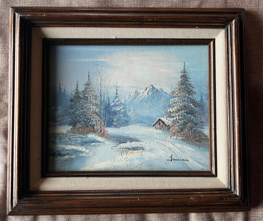 Signed Original Jamison Oil Painting Signed Winter Landscape Framed 12 ...