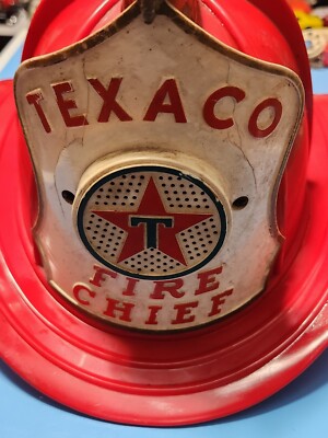 1960'S Texaco Gasoline Red Fire Chief Helmet Hat Eagle Park Plastics ...
