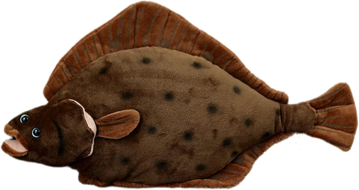 Halibut Plush Stuffed Animal, 16.9 Inch Dark Brown Simulation Halibut ...