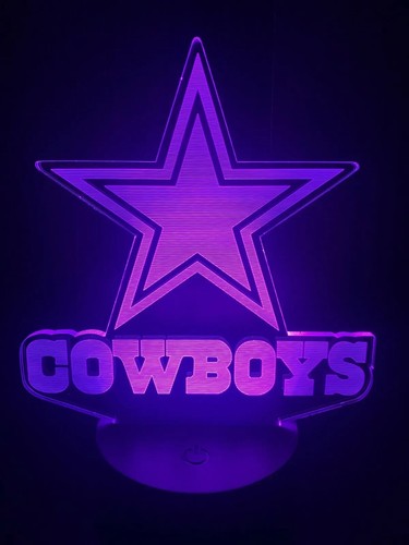 3D LED illusion Dallas Cowboys Star Name USB 7Color Night Light Lamp ...