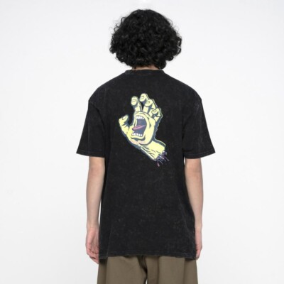SANTA CRUZ RIGID Screaming Hand t-shirt L BLACK Acid Wash STREET SKATE ...