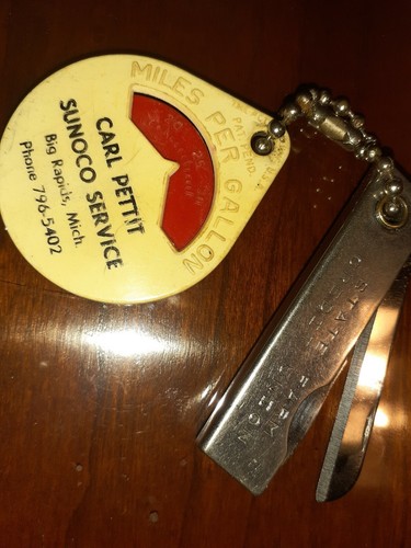 Vintage Sunoco gas station key chain with State Farm knife | eBay