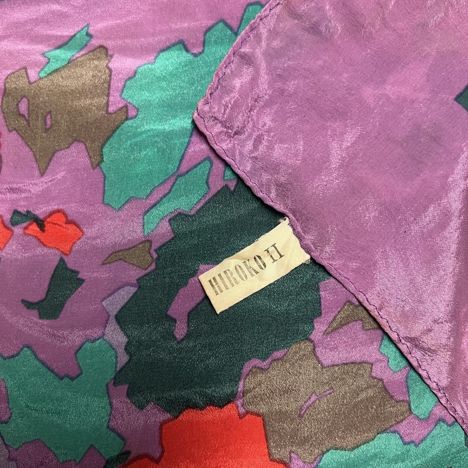 Hiroko II Silk Scarf Japanese Vintage Accessory Abstract Purple ...