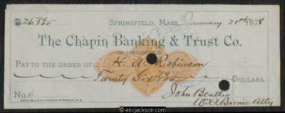 BANK CHECK RN-D1 Springfield, MA. Chapin Banking & Trust Co. of ...