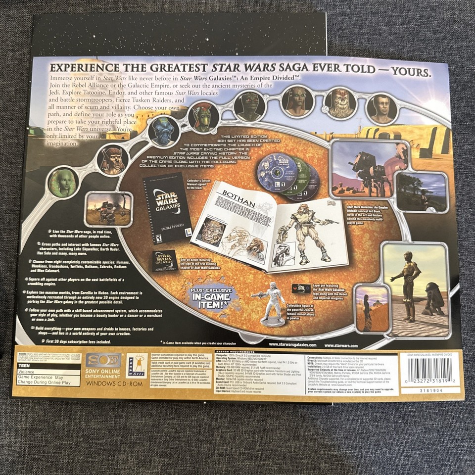 Star Wars Galaxies: An Empire Divided Collectors PC Cd Rom Big Box ...