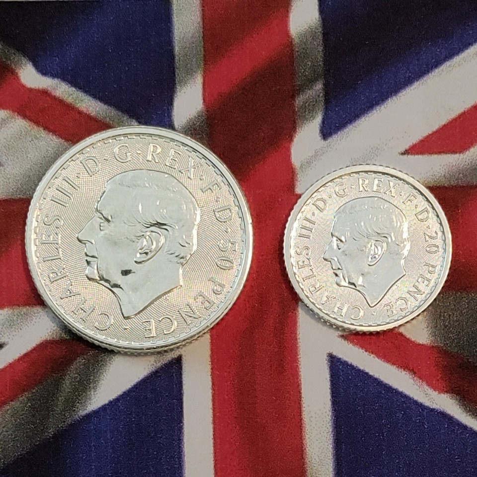 BRITANNIA 2025 1/10oz and 1/4 oz .999 Fine SILVER 2 Coin Lot 20+50 ...