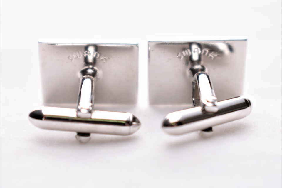 Swank Geometric Square Cufflinks Silver Tone Men's Signed Suit ...
