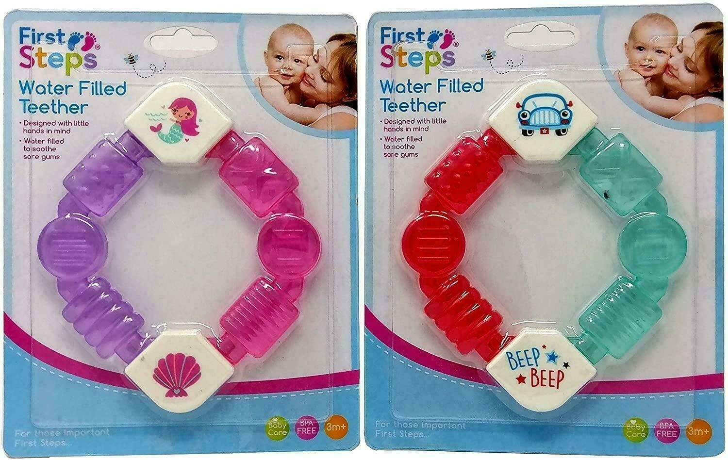 Baby Rattle Teether FirstStep Water Filled Color Cold Soothing Teething ...