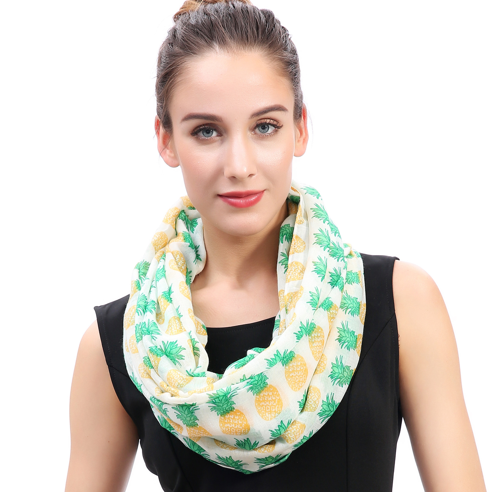 Pineapple Fruit Print Infinity Loop Scarf for Spring/Summer/Fall | eBay