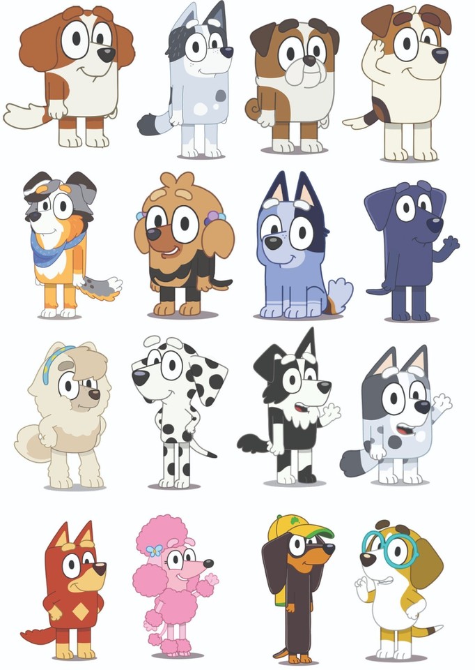 Bluey 16 character sticker sheets. Easy Peal cut to shape. Available in ...