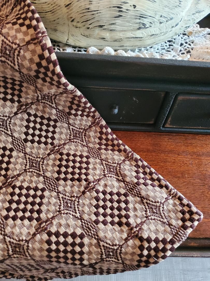 Colonial Country Primitive Shadowbrook Chocolate Tan Table Runner 32 ...