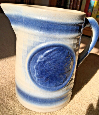 REDUCED! Clay City Pottery Salt Glazed Indian Head Pitcher from Clay ...