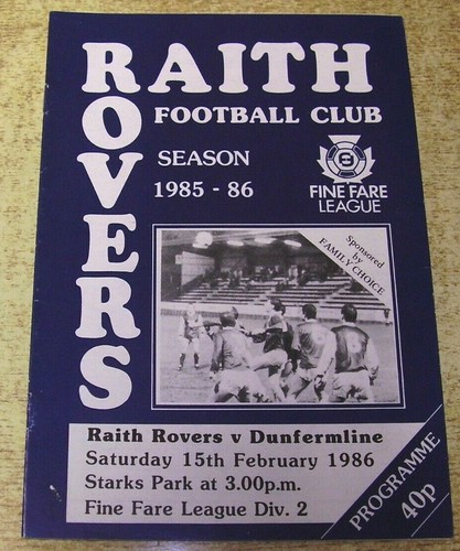 RAITH ROVERS PROGRAMMES 1985/86 | eBay