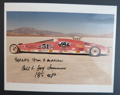 *Signed* Bill and Joy Summers 185 MPH Vintage Car Racing Photo 8" x 10 ...