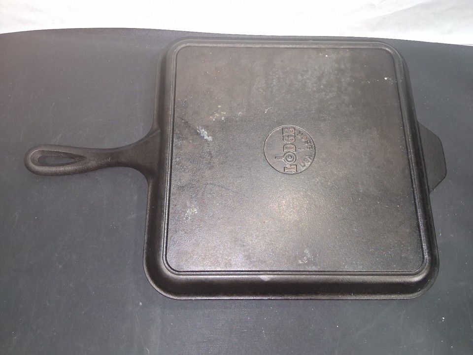 Lodge Square Cast Iron Skillet Pan Griddle Vintage USA Cookware 9SGR | eBay