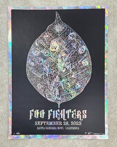 EMEK Foo Fighters Santa Barbara Poster 2023 BRUSHED FOIL VARIANT AP ...