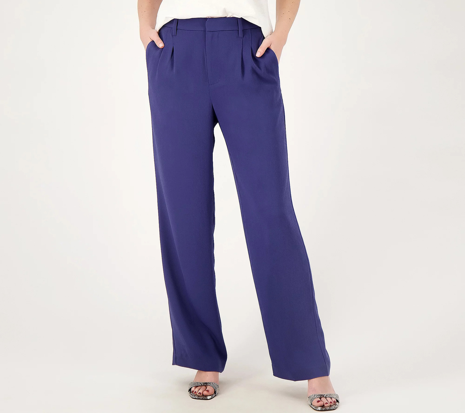 Candace Cameron Bure Darted Full Straight Leg Pants Velvet Blue 16 New ...