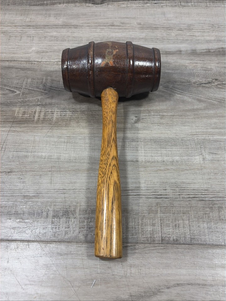 Antique Wooden BARREL HEAD Gavel Mallet Hammer | eBay