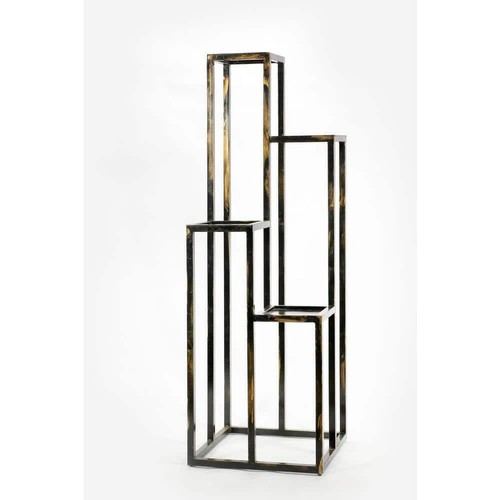 ORE International Plant Stand 47.25" Square Cast Metal 4-Tier in Black ...