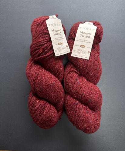 ROWAN MAGPIE TWEED YARN "763 Red Wine " Aran 187 Yards - Dye Lot 5H6 ...