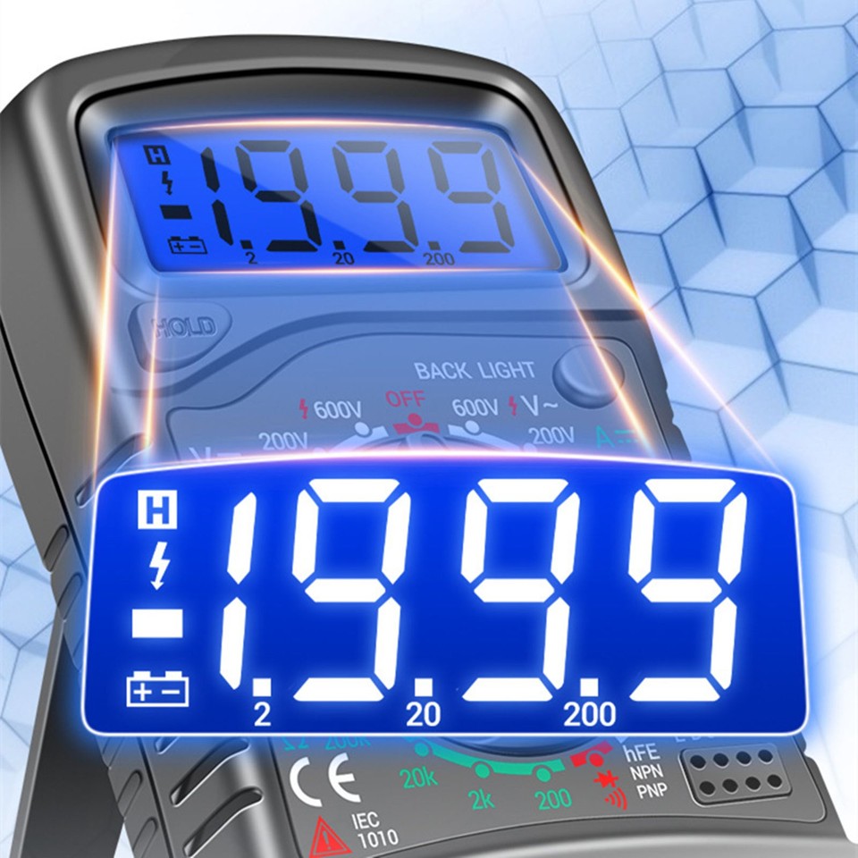 LCD Digital Multimeter Voltmeter Ammeter Ohmmeter Volt AC DC Transistor ...