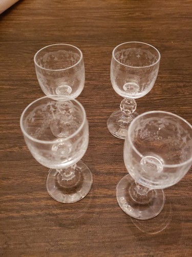 CRYSTAL "CASCADE" ETCHED Cordials ~ SET OF 4 | eBay