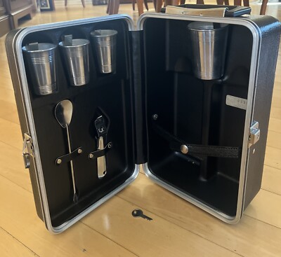 Travel Bar Set Black Suitcase Bar Set 6 Pieces With Key-locks! EUC! | eBay
