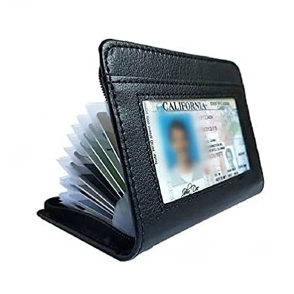 1/2 Pc Lock Wallet Slim Credit Card Holder Leather Secure Anti-Theft ...