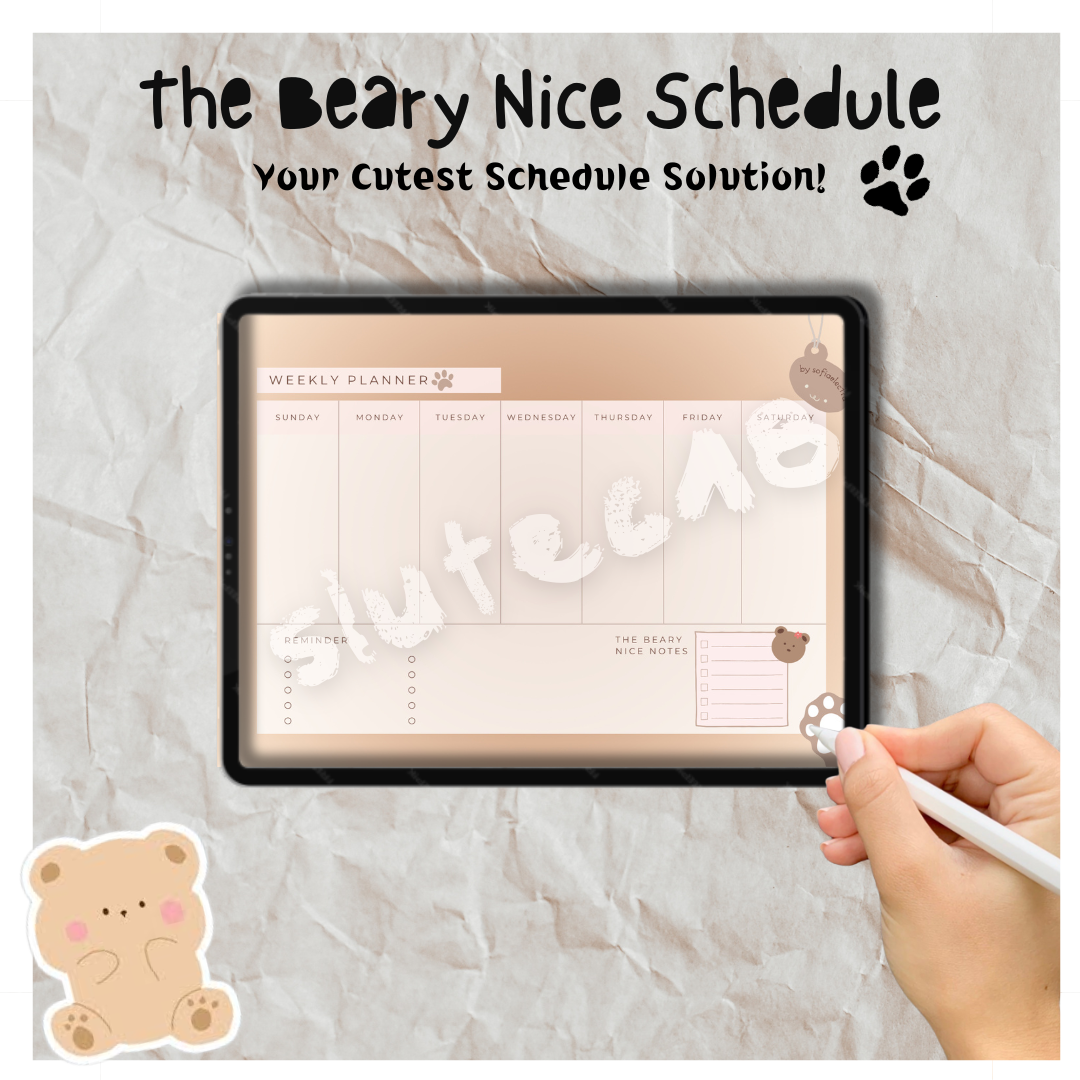 The Beary Nice Schedule - Digital Schedule/Planner to Organize Your Day ...