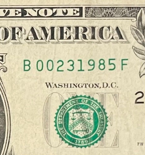 February 3 1985 Birthday Note Anniversary One Dollar Bill Fancy Serial ...