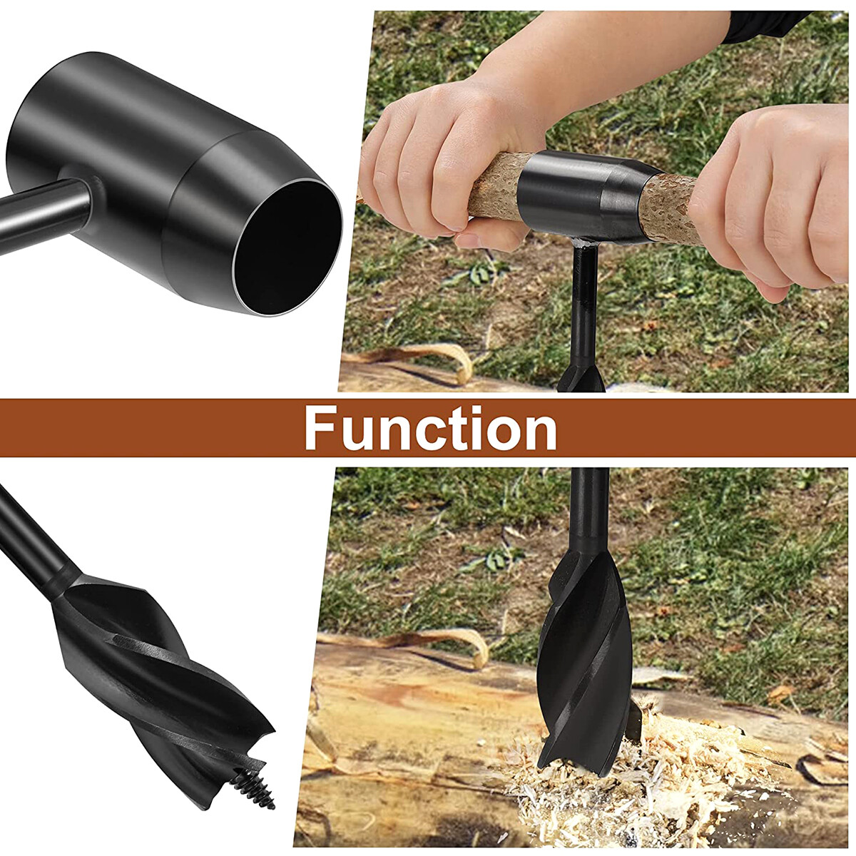 Carbon Steel Bushcraft Hand Auger Drill Manual Outdoor Survival Drill ...