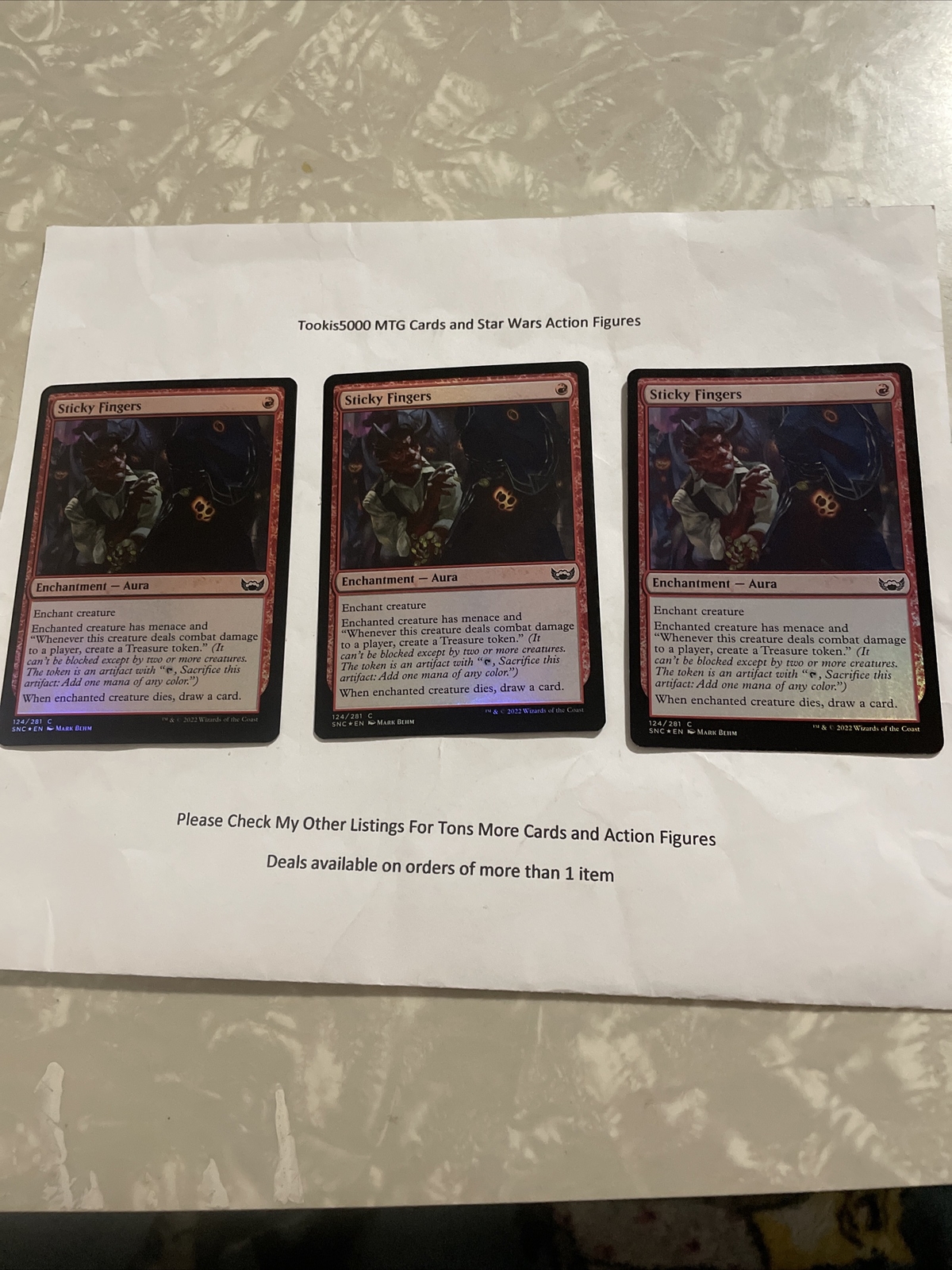 Magic MTG Foil “Sticky Fingers” (x3) Streets of New Capenna 124/281 | eBay
