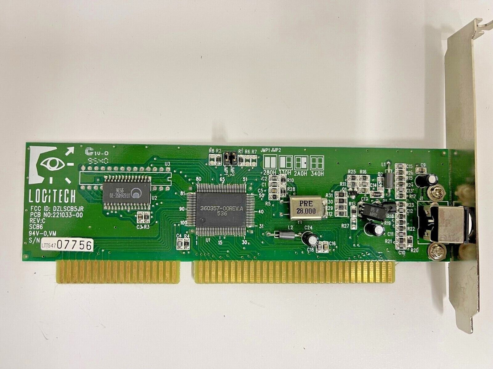 VINTAGE 1995 LOGITECH PCB 221033-00 SC86 ISA SCANNER CARD FCC DZLSC85JR ...