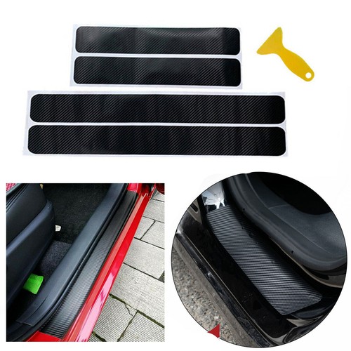 4PC Accessories Carbon Fiber Car Scuff Plate Door Sill 4D Sticker ...