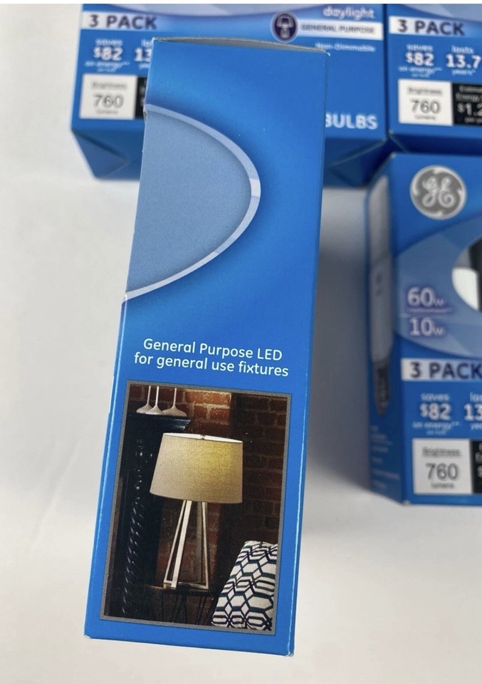GE Lighting LED Bright Stik Light Bulbs 10W 60w 760 Lumen Daylight Lot ...