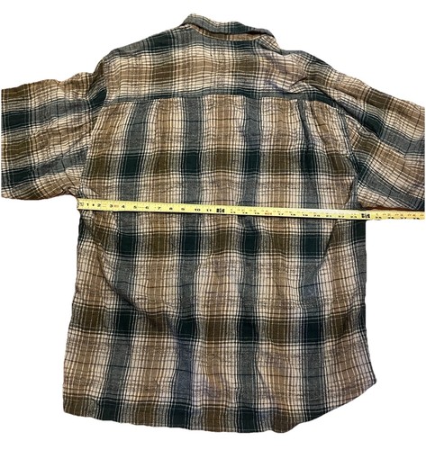 Vtg Rusty Flannel Mens XL Green Checkered Long Sleeve Button Up Shirt ...