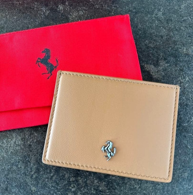 [Unused] Ferrari Leather Card Case Beige | eBay
