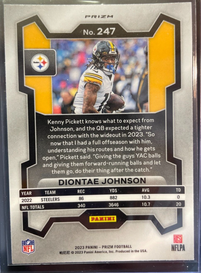 2023 Panini Prizm Diontae Johnson Neon Green Pulsar Pittsburgh Steelers ...