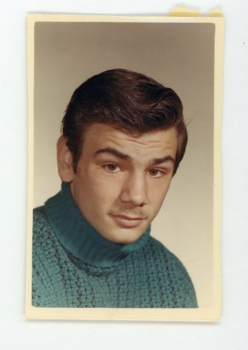 Classically handsome photogenic man vintage snapshot photo peach fuzz ...