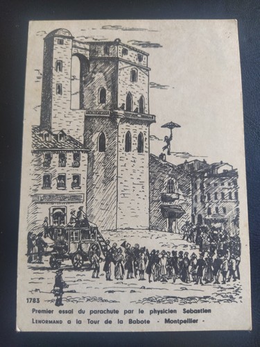 Carte postale première essai du parachute Sébastien Lenormand ...