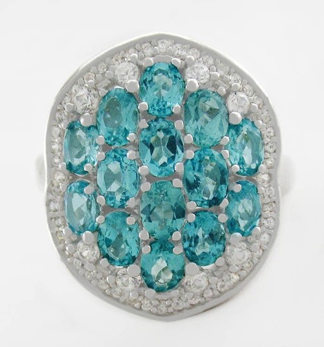 GENUINE BLUE TOPAZ & WHITE SAPPHIRE RING .925 STERLING SILVER - New ...