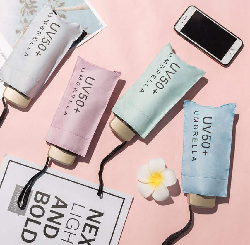 Umbrella Mini Pocket Parasol Anti-UV Sun Windproof Protection 5-Folding ...