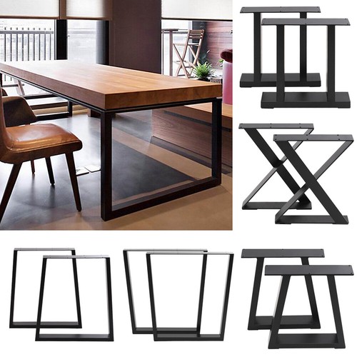 2 Industrial Iron Steel Legs Table Desk Bench Square Cross Frame ...