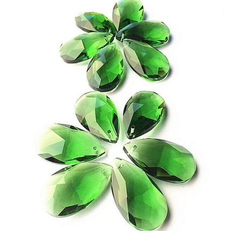 12Pcs 1.5" Green Crystal Glass Lighting Accessories Prism Hanging ...