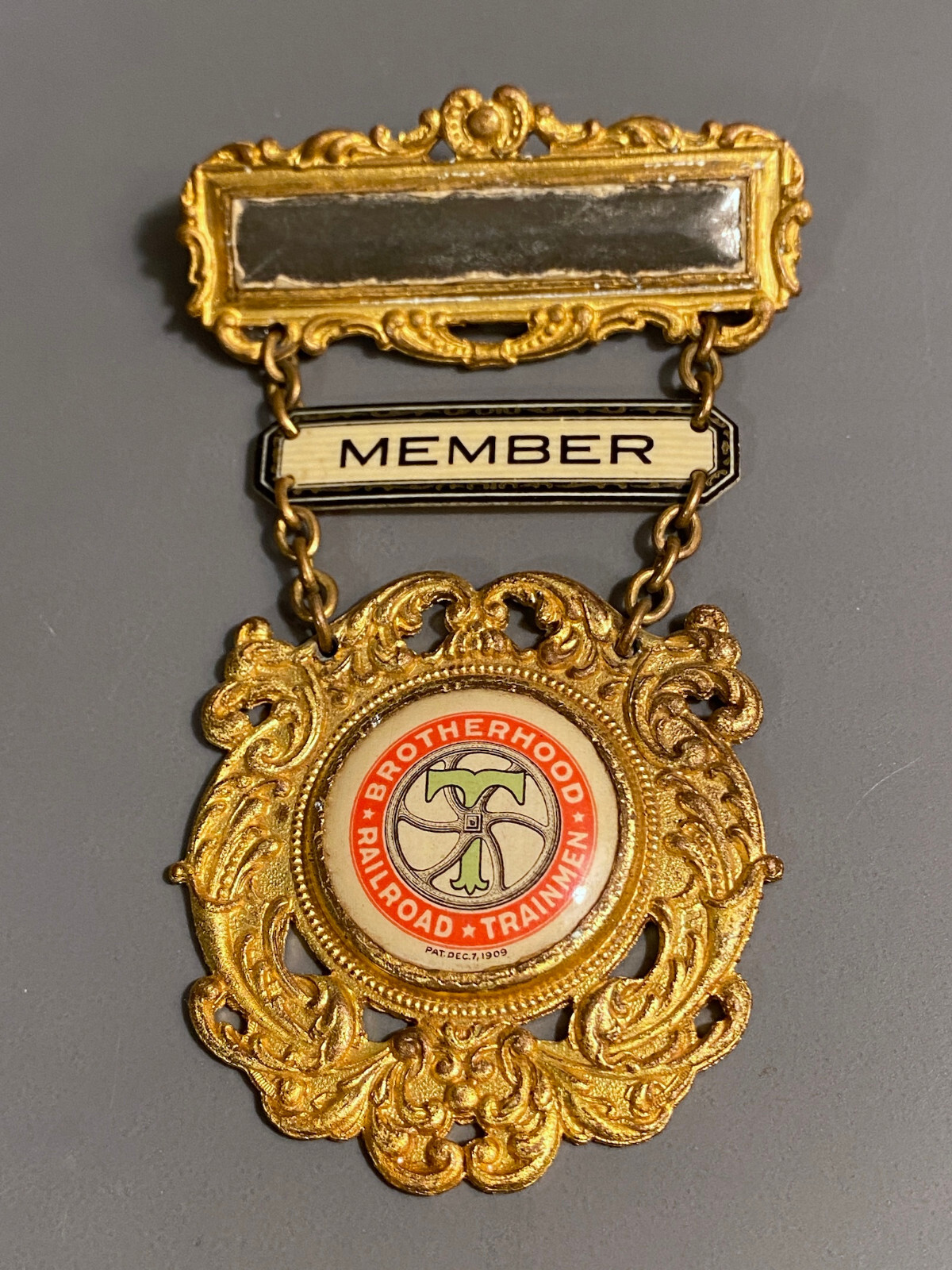 Antique ca 1910s Brotherhood of Railroad Trainmen Member Badge Medal ...