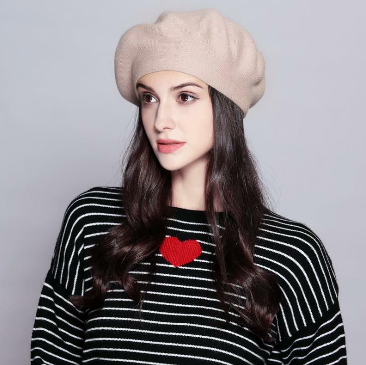 Women Vintage French Style Beret Hat Soft Wool Warm Cap Beanie Winter ...